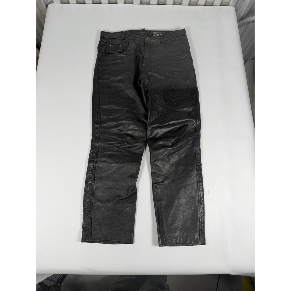 1960s Men's Kookie Biker Leather Pants Size 34x28 Bla… - Gem